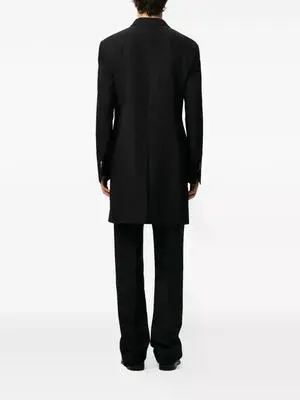 AMI Paris Wool Straight Fit Single-breasted Coat - Black