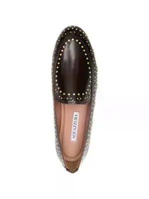AQUAZZURA Studded Loafers - Brown