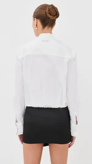 Attico Mini Shirt Dress With Tie Neck
