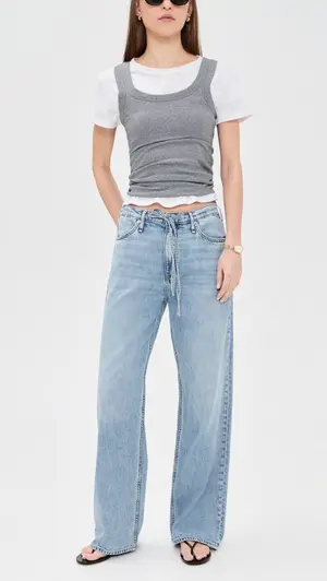 Rag & Bone Featherweight Phoebe Wide Leg Jeans - Everglade