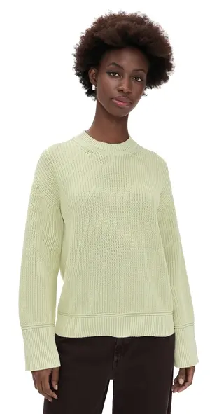LA LIGNE Cotton Blend Crewneck Sweater - Celadon