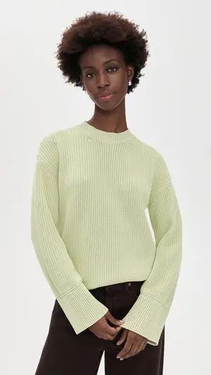 LA LIGNE Cotton Blend Crewneck Sweater - Celadon