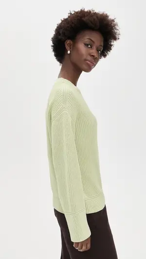 LA LIGNE Cotton Blend Crewneck Sweater - Celadon