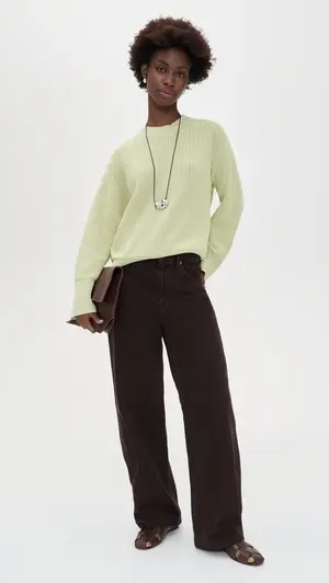 LA LIGNE Cotton Blend Crewneck Sweater - Celadon