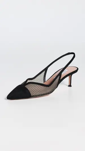 AQUAZZURA Gia Mesh Sling Pumps - Black