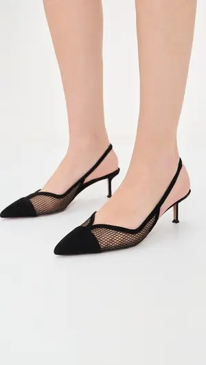AQUAZZURA Gia Mesh Sling Pumps - Black