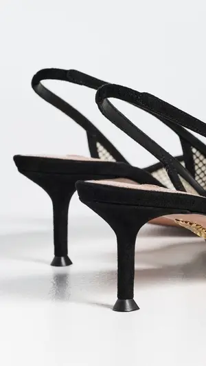 AQUAZZURA Gia Mesh Sling Pumps - Black