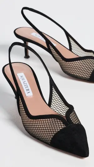 AQUAZZURA Gia Mesh Sling Pumps - Black