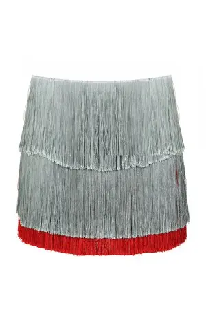 FRANCESCA MIRANDA Starlight Fringe Silk-blend Mini Skirt