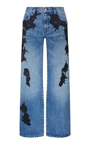 LoveShackFancy Lace-embellished Straight-leg Jeans - Blue