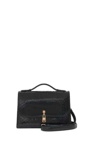 Gabriela Hearst Medium Leonora Flap Bag In Snakeskin - Black