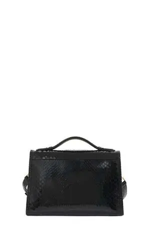 Gabriela Hearst Medium Leonora Flap Bag In Snakeskin - Black