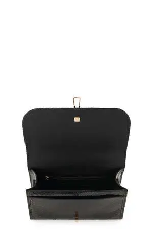 Gabriela Hearst Medium Leonora Flap Bag In Snakeskin - Black