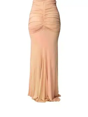 Elisabetta Franchi Ruched Long Skirt - Neutrals