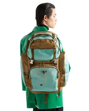Prada Large Re-nylon And Saffiano Leather Backpack - Brown