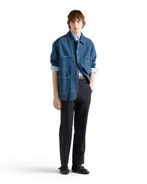 Prada Light Denim Blouson Jacket - Blue