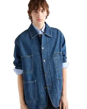 Prada Light Denim Blouson Jacket - Blue