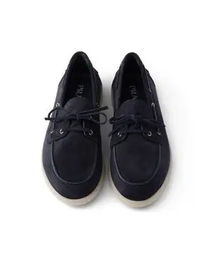 Prada Suede Boat Shoes - Blue