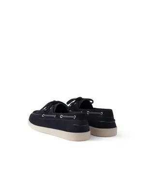 Prada Suede Boat Shoes - Blue