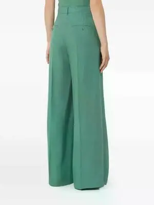 Max Mara Viscose And Linen Wide-leg Trousers - Green