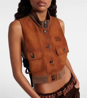 Miu Miu Suede Vest - Brown