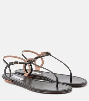 AQUAZZURA Almost Bare Leather Thong Sandals - Brown