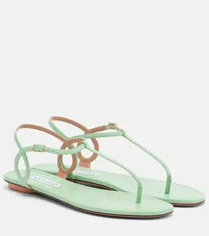 AQUAZZURA Almost Bare Leather Thong Sandals - Green