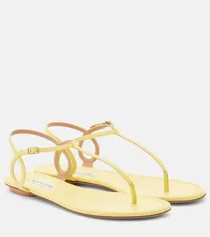 AQUAZZURA Aquazzura Leather Thong Sandals With Buckle-Fastening Ankle Strap Yellow