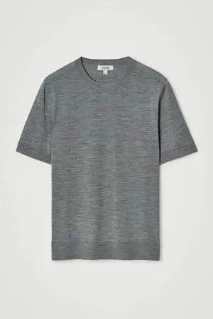 Cos Merino Wool Knitted T-shirt Gray