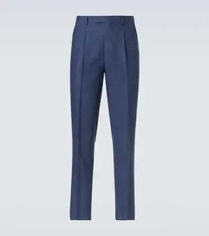 Zegna Linen Slim Pants - Blue