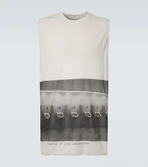 Rick Owens Jumbo Printed Cotton Jersey Tank Top - White