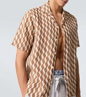 Frescobol Carioca Roberto Printed Linen Shirt - Brown