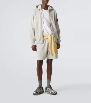 Stone Island Compass Cotton Fleece Shorts - Grey
