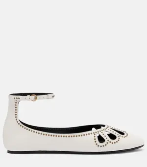 Isabel Marant Étoile Bloris Studded Leather Ballet Flats - White