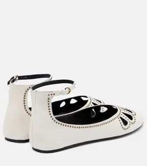 Isabel Marant Étoile Bloris Studded Leather Ballet Flats - White