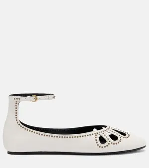 Isabel Marant Étoile Bloris Studded Leather Ballet Flats - White