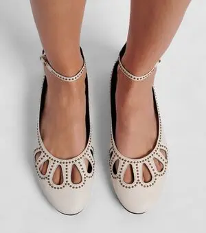 Isabel Marant Étoile Bloris Studded Leather Ballet Flats - White