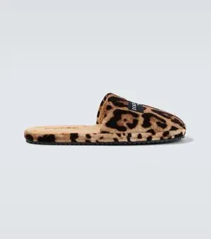 Dolce & Gabbana Leopard-print Slippers - Brown