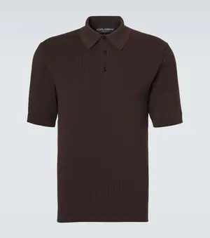 Dolce & Gabbana Ribbed-knit Cotton Polo Sweater - Brown