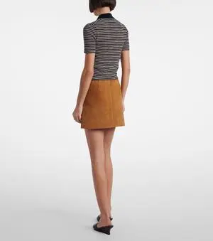 AMI Paris Suede Miniskirt With Belt - Brown