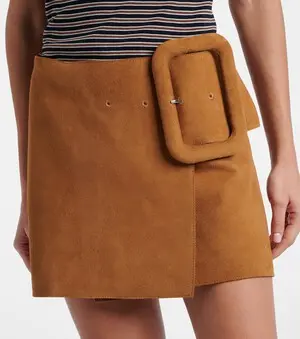 AMI Paris Suede Miniskirt With Belt - Brown