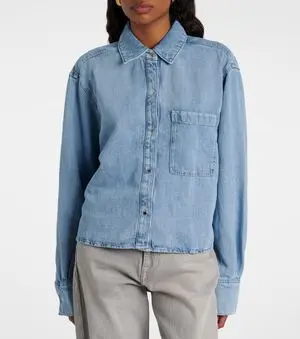 7 For All Mankind Ivy Cotton And Linen Denim Shirt - Blue