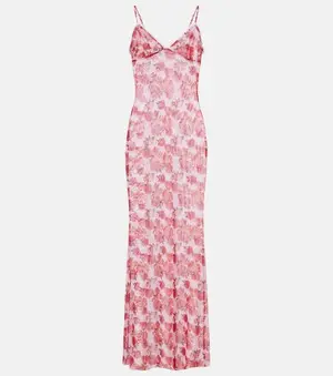 BANANHOT Solay Floral Lace-trimmed Maxi Dress - Red