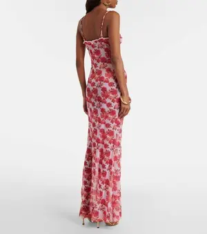 BANANHOT Solay Floral Lace-trimmed Maxi Dress - Red