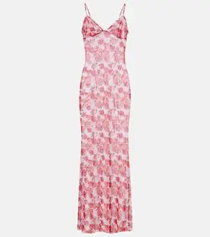 BANANHOT Solay Floral Lace-trimmed Maxi Dress - Red