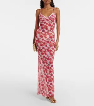 BANANHOT Solay Floral Lace-trimmed Maxi Dress - Red