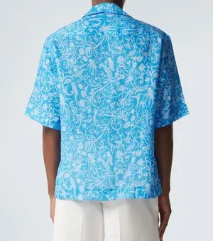 Kiton Printed Linen Bowling Shirt
