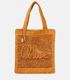 Chloé Chloé Raffia Tote Bag Orange