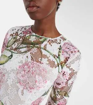 Oscar De La Renta Lace Midi Dress - White