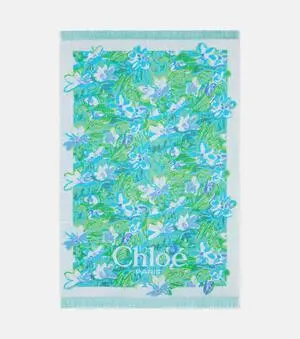 Chloé Floral Logo Cotton Terry Towel - Multicoloured